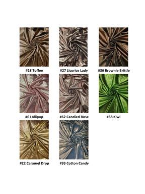 Liquid Metallic Fabric Swatches at Pantora Bridal